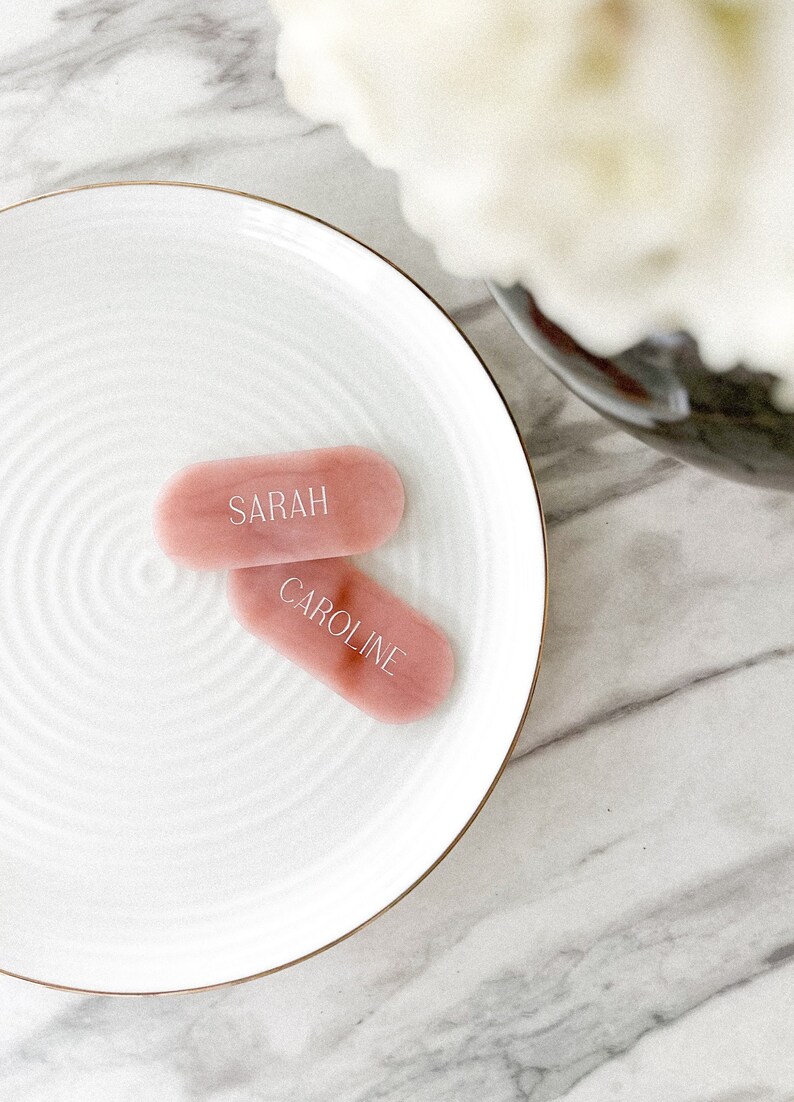 Rose Quartz Acrylic Place Cards Wedding Luxury Place Card Table Setting ...