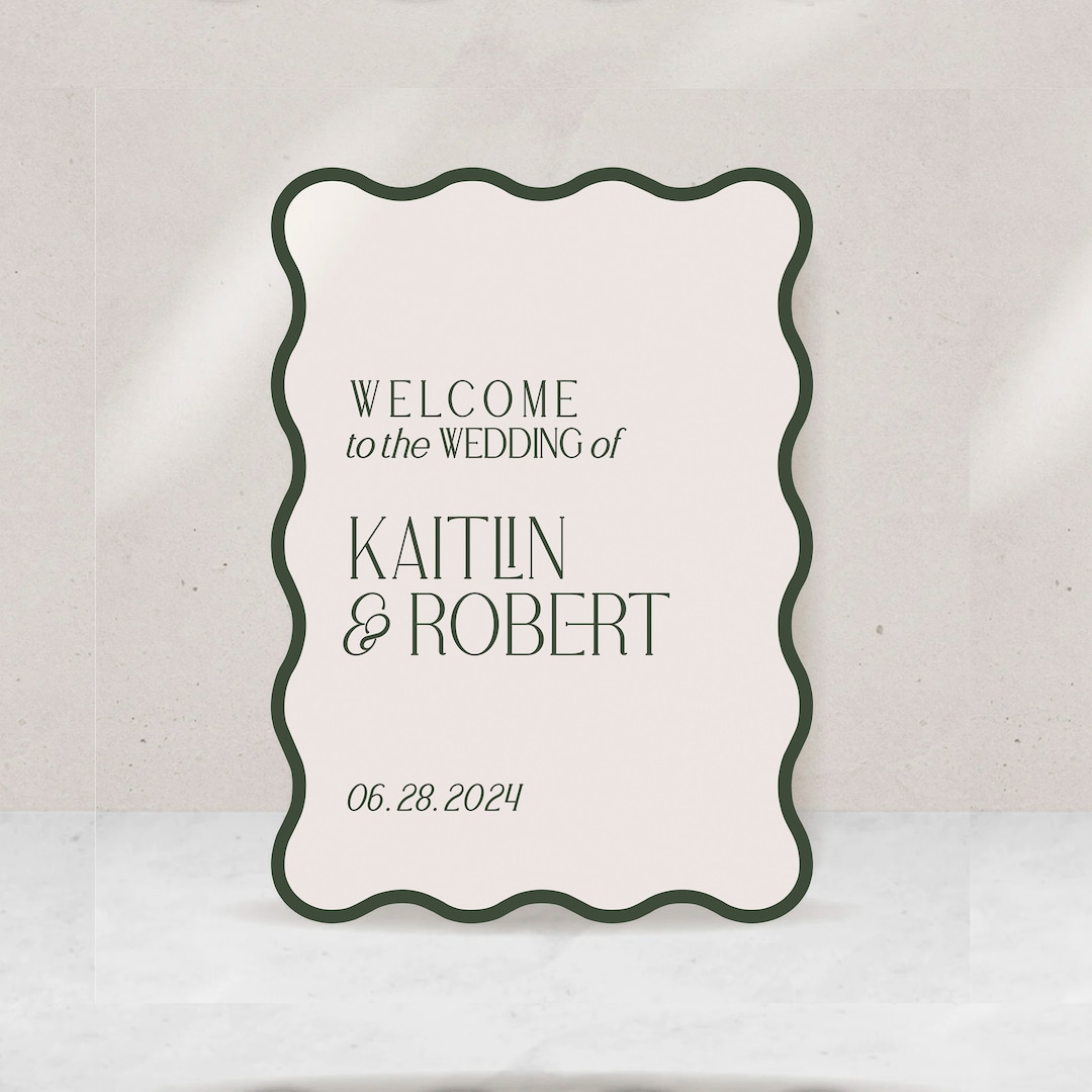 Wavy Welcome Sign Wedding Bridal Shower Engagement Event Digital or ...