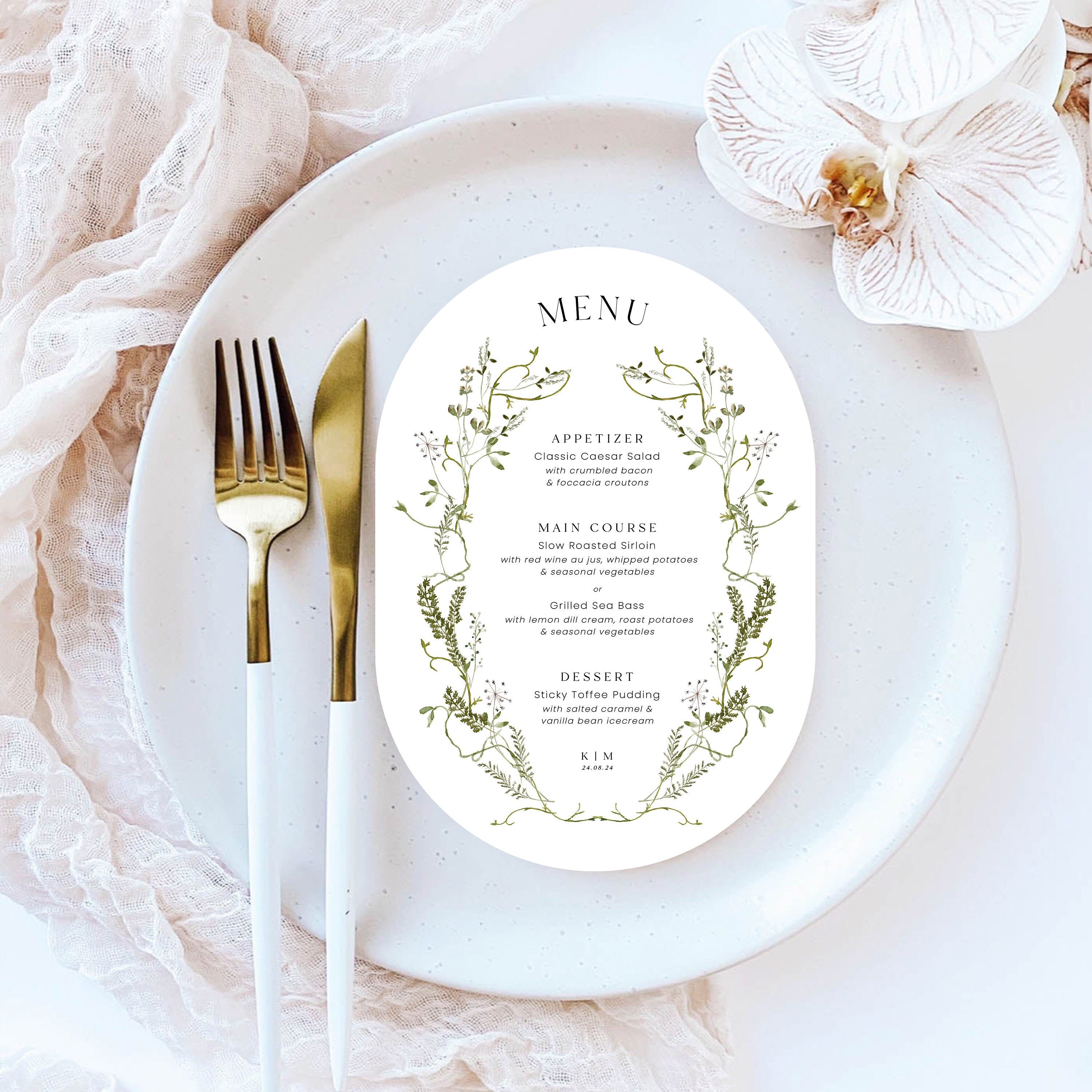 Greenery Floral Arched Menus | Customize With Guest Names | Modern ...