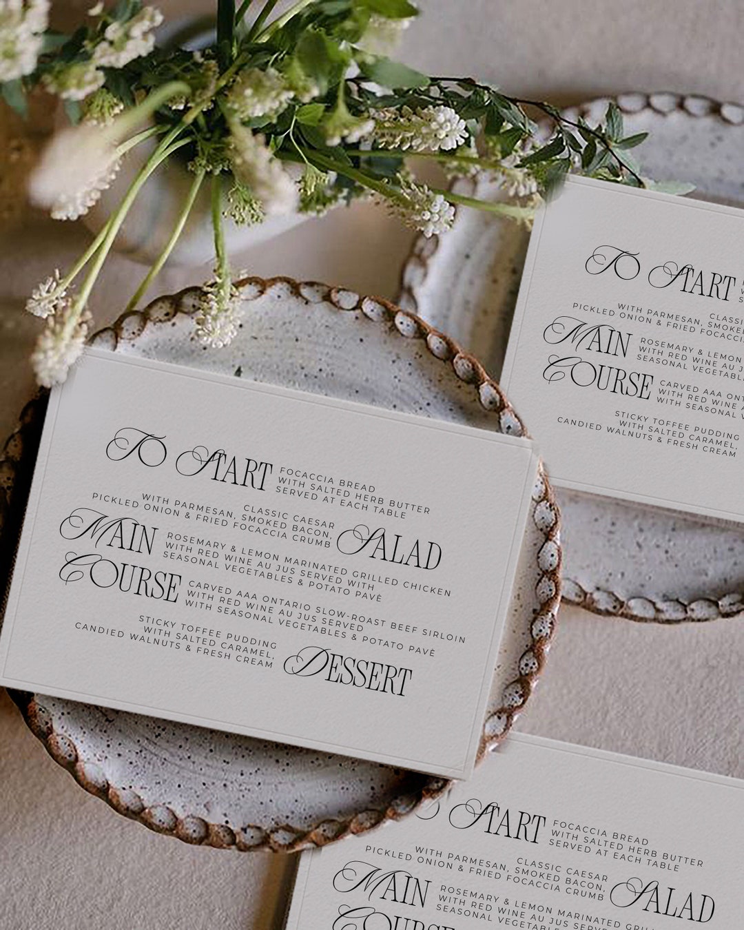 Modern Event Wedding Menus With Debossed Border | Luxurious Thick ...