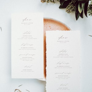 Modern + Minimal Wedding Menus on Thick 4x8" Card Stock With Deckled ...