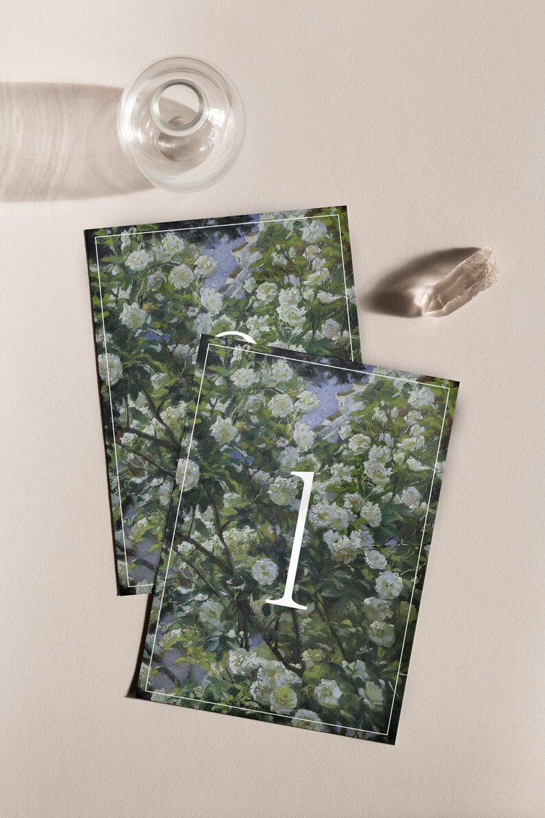 Vintage Floral Table Numbers 1-30: Blue Green Fine Art (digital ...