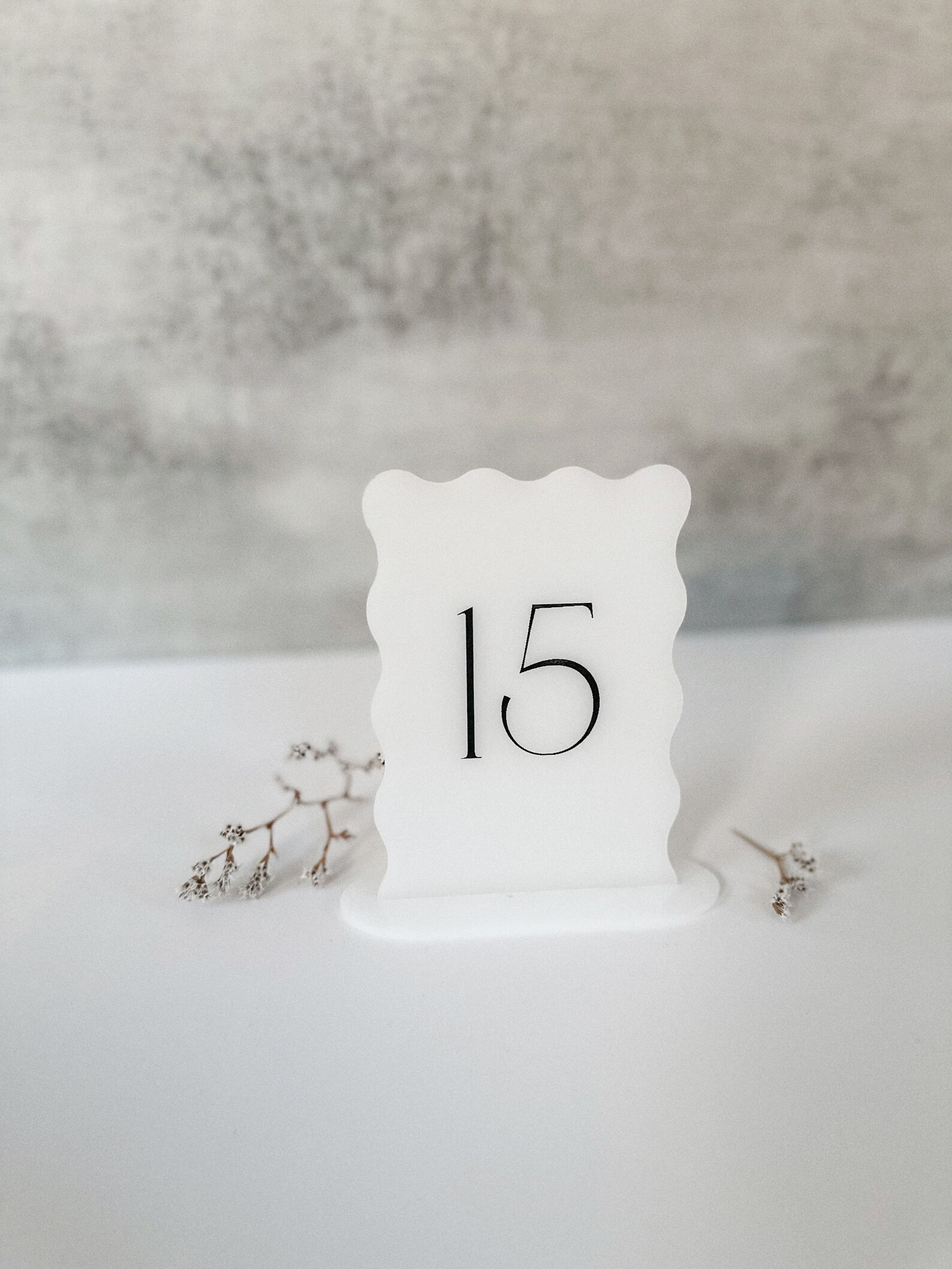 Wavy Milky White Acrylic Table Number With Stands 4x6 Modern Minimal ...