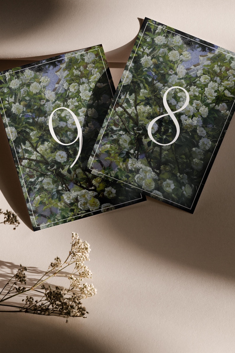 Vintage Floral Table Numbers 1-30: Blue Green Fine Art (digital ...