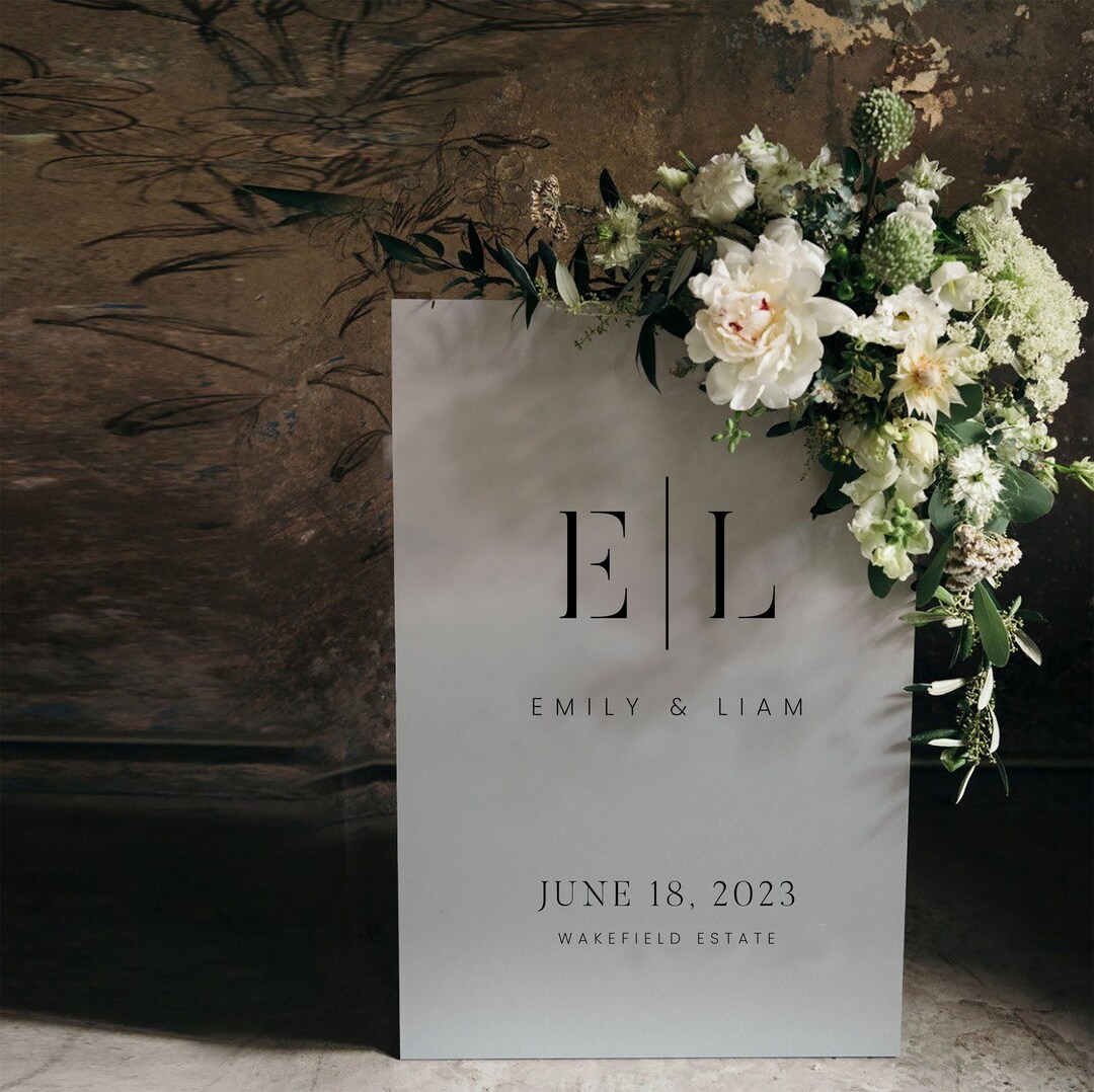Modern Welcome Sign W/ Couples Names Initials and Date| Wedding ...