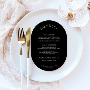 Greenery Floral Arched Menus Customize With Guest Names Modern Wedding ...