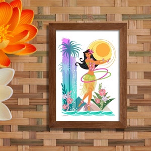 Hula Girl Art Print | Mid Century Modern Wall Art | Hawaiian Art | Hula ...