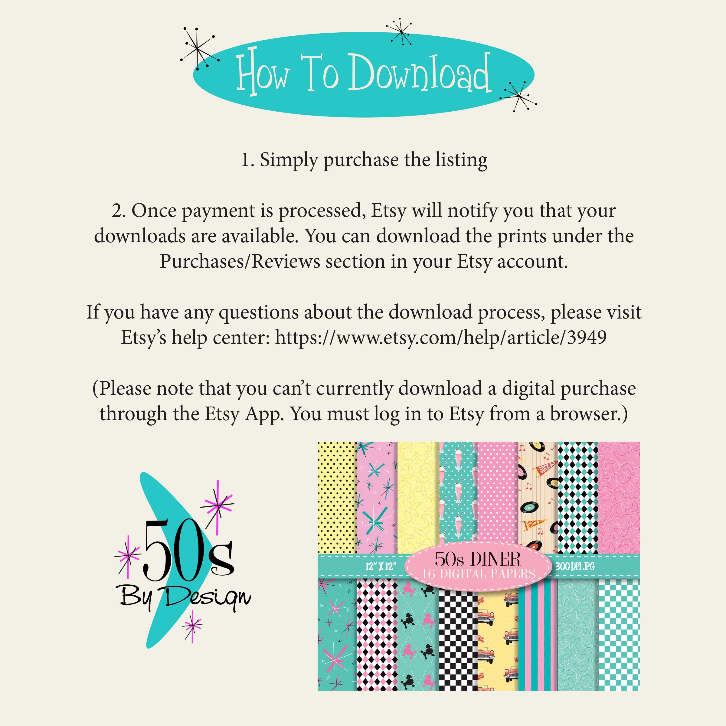 50s Diner Digital Paper, Scrapbooking and Craft Supplies, 45 Records ...