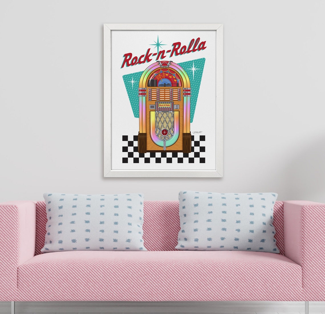 50s Rock & Roll Decor Jukebox Art Print 1950s Party Sock - Etsy