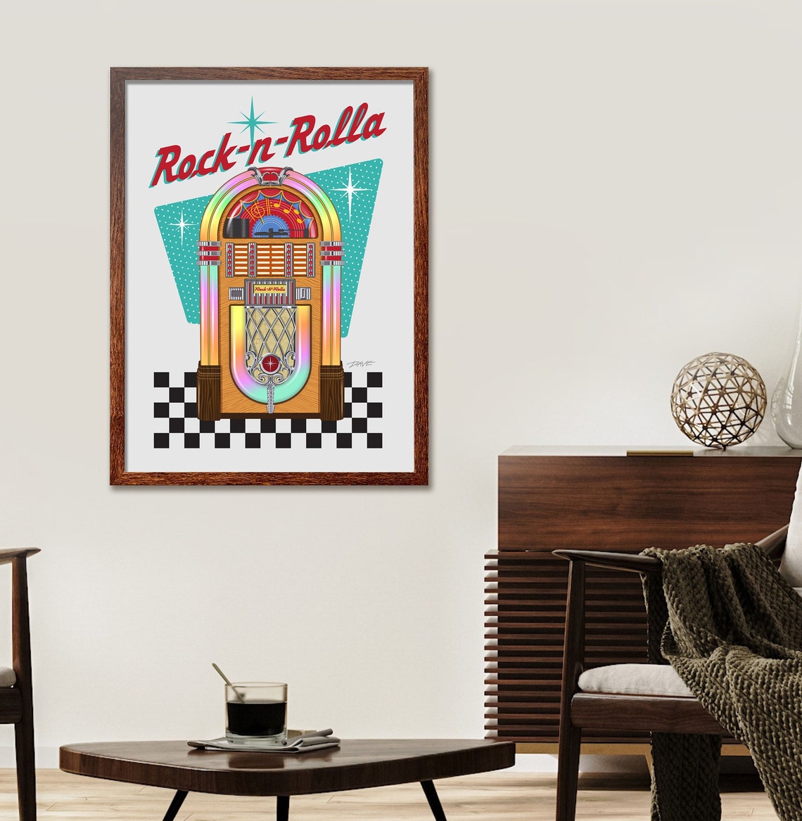 50s Rock & Roll Decor Jukebox Art Print 1950s Party Sock - Etsy