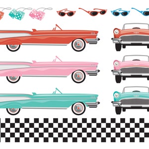 50s Diner Retro Clipart, 1950s Scrapbooking Kit, Mid Century Cars ...