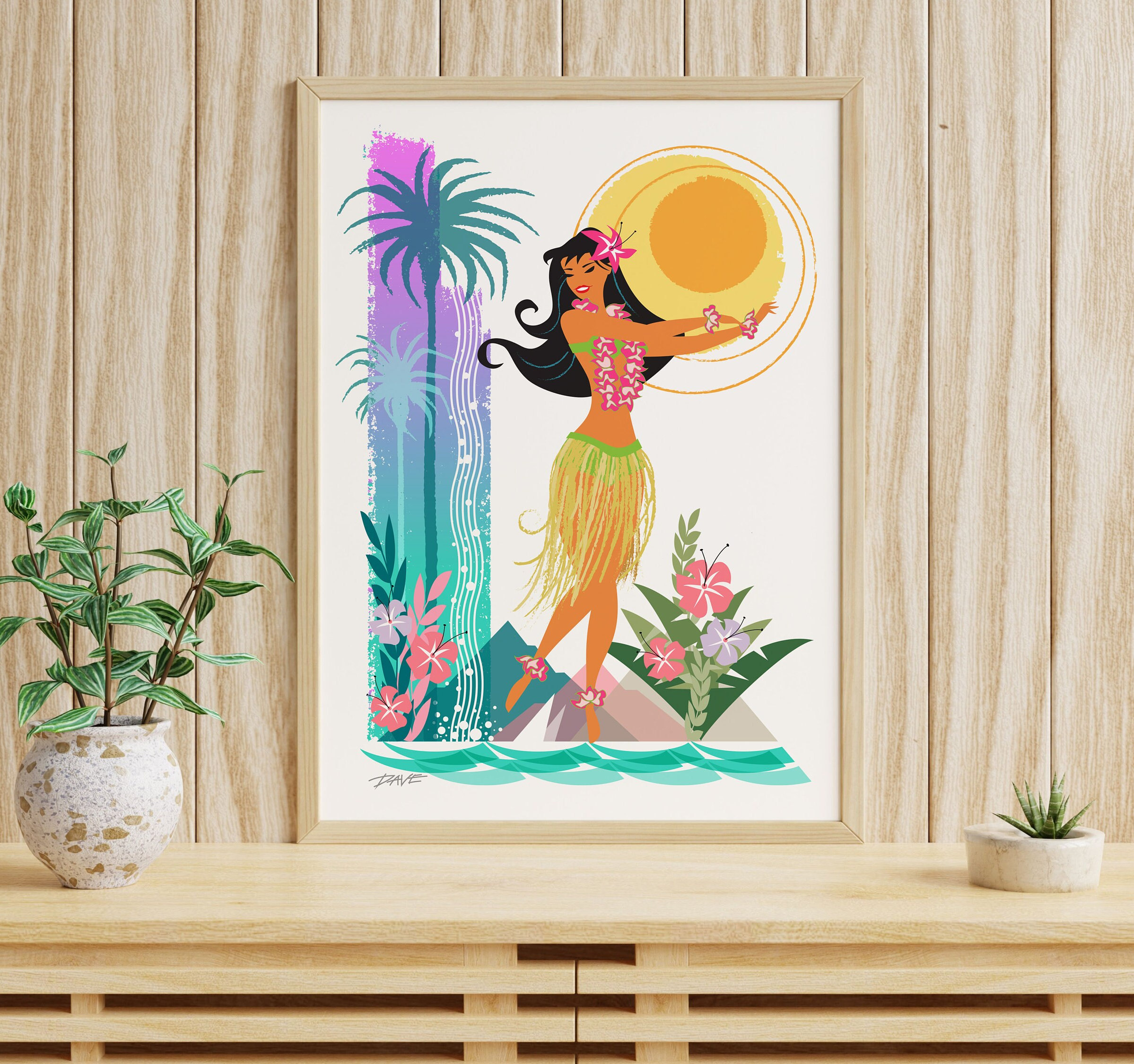 Hula Dancer Print | Mid Century Modern Wall Art | Hawaiian Art Print ...