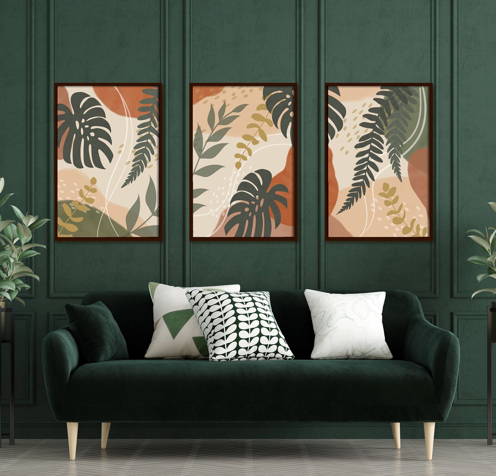 Boho Wall Art Set Set of Three Boho Modern Art Prints Bohemian Decor ...
