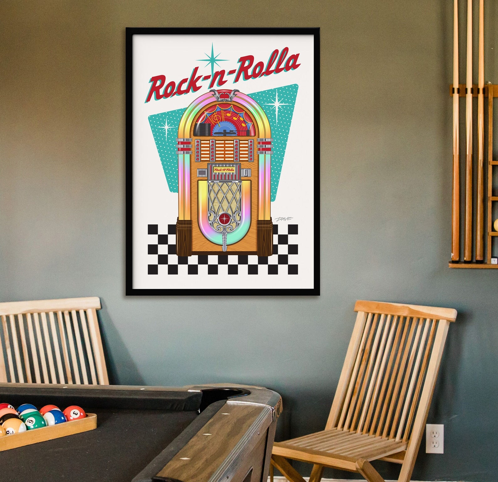 50s Rock & Roll Decor | Jukebox Art Print | 1950s Party | Sock Hop ...