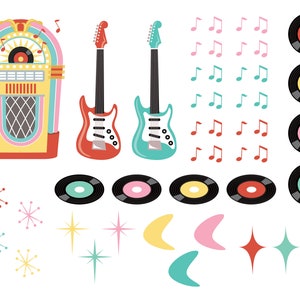 50s Diner Retro Clipart, 1950s Scrapbooking Kit, Mid Century Cars ...