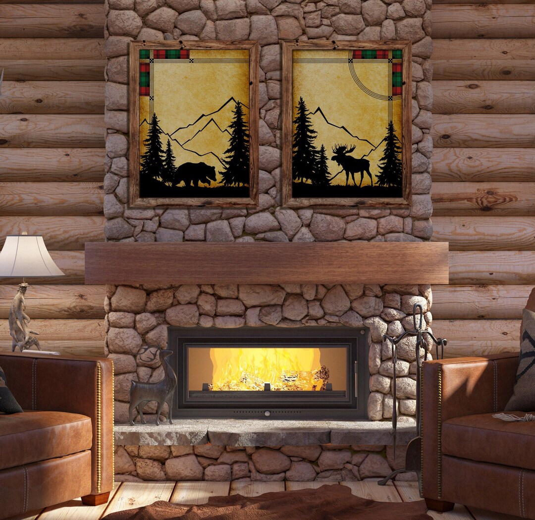 Rustic Wall Decor | Log Cabin Art | Animal Silhouettes | Nature Art ...