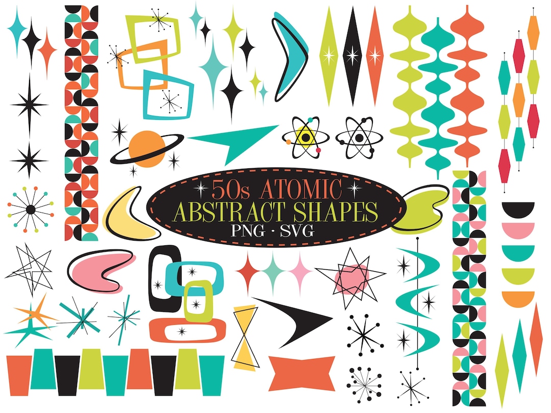 50s Atomic Abstract Shapes, Atomic Age Clipart Collection, 1950s ...