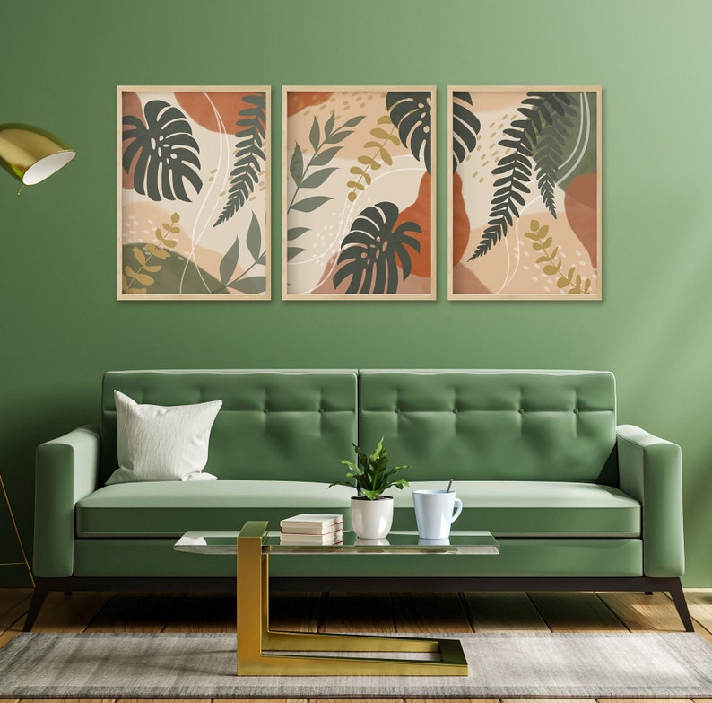 Boho Wall Art Set Set of Three Boho Modern Art Prints Bohemian Decor ...