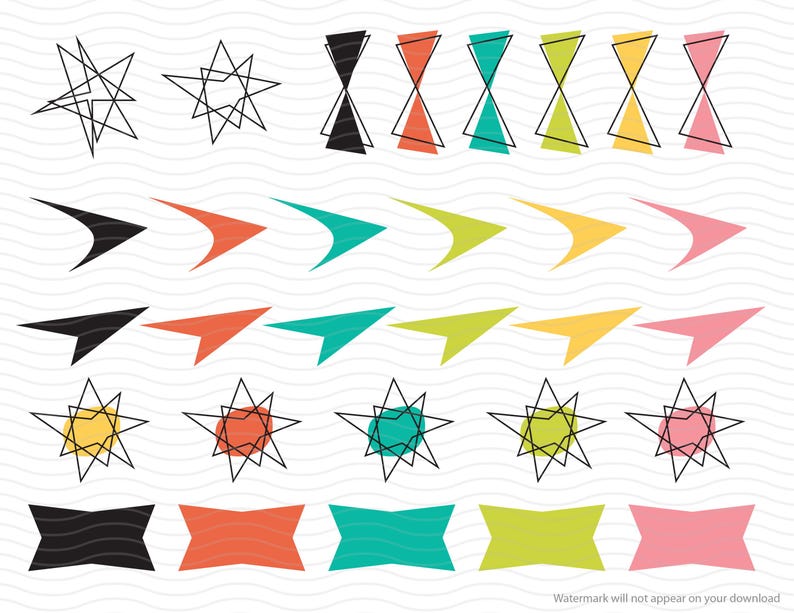 50s Atomic Abstract Shapes, Atomic Age Clipart Collection, 1950s ...