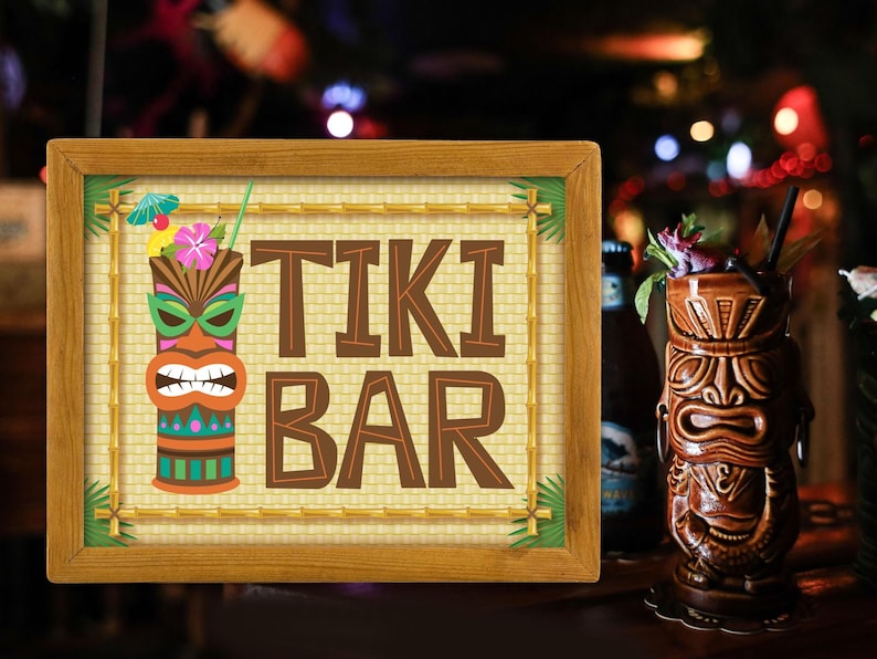 Tiki Bar Sign, Tropical Island Theme, Tiki Decor, Mid Century Modern ...