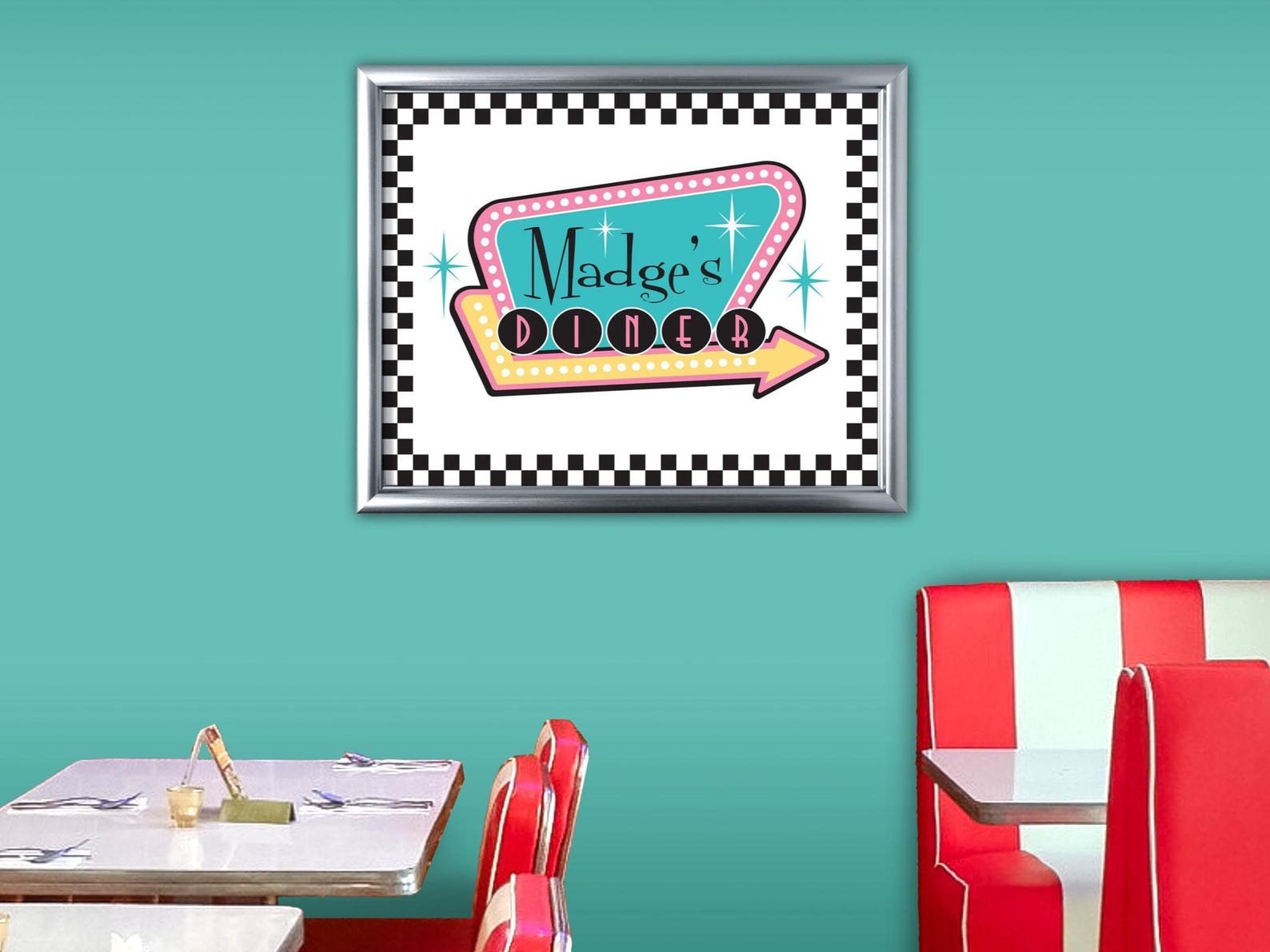 Personalized Diner Sign, 1950s Decor, Mid Century Modern, Custom Diner ...