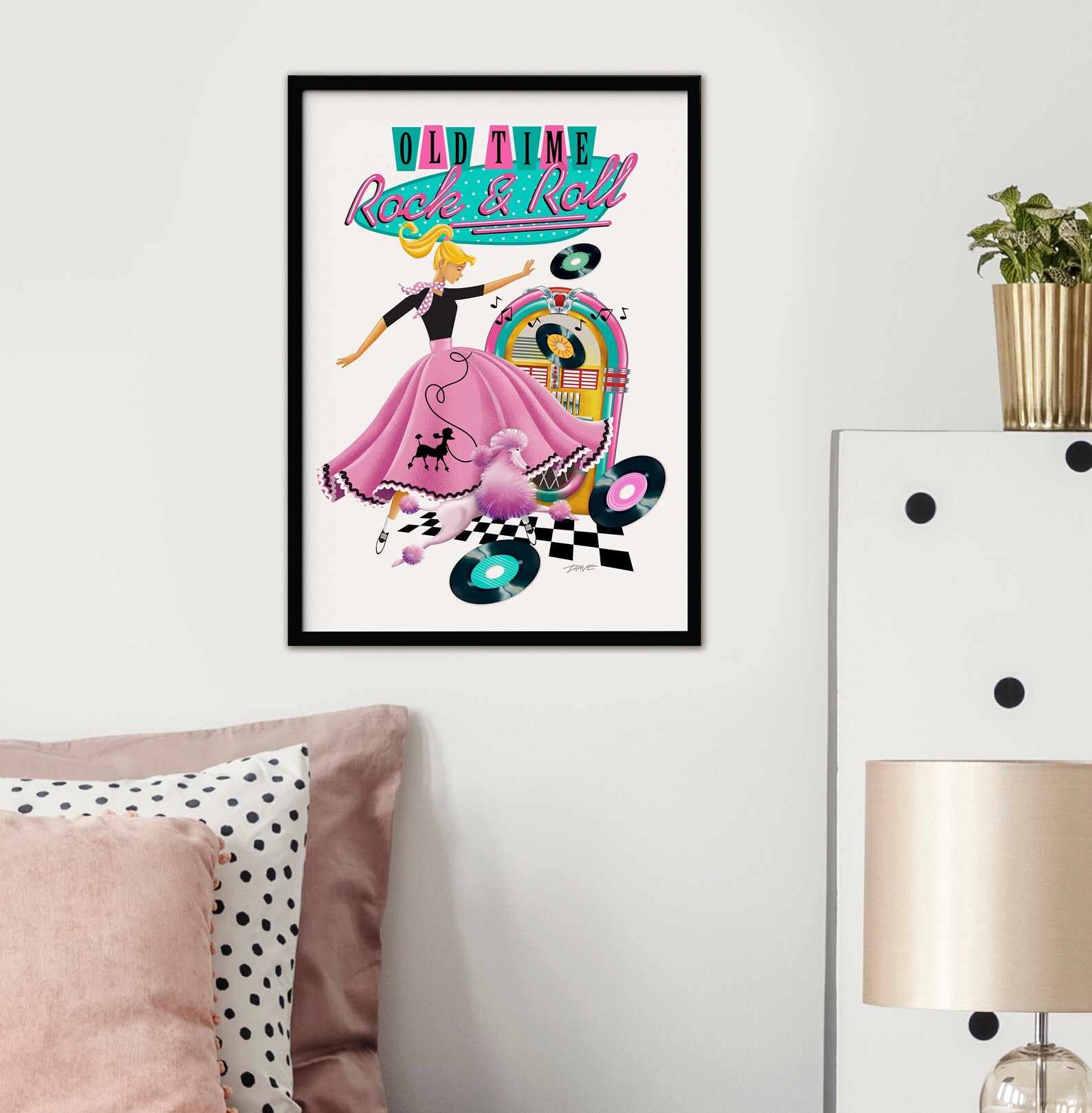Old Time Rock & Roll Print | 50s Retro Decor | Mid Century Modern Art ...