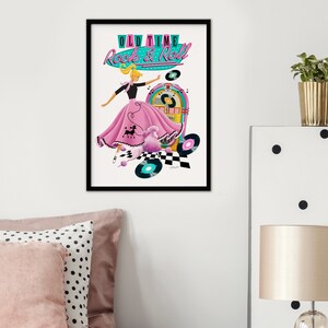 Old Time Rock & Roll Print | 50s Retro Decor | Mid Century Modern Art ...