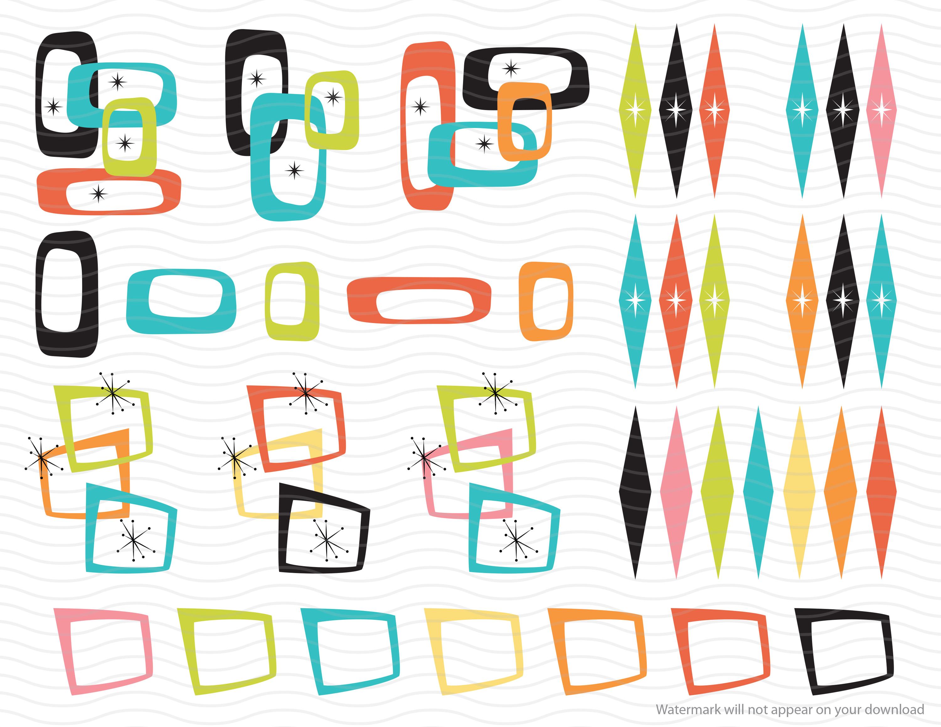 50s Atomic Abstract Shapes, Atomic Age Clipart Collection, 1950s ...