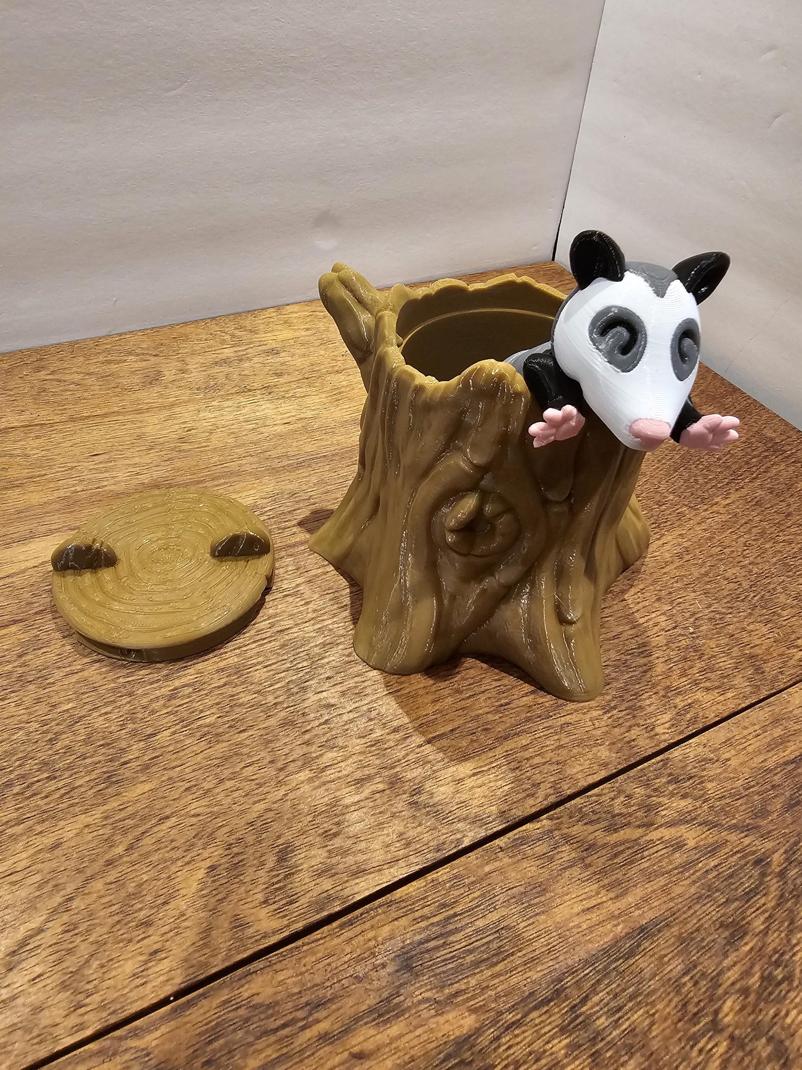 3D Printed Opossum With Optional Trash Can or Log/stump Container - Etsy