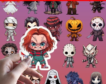 20x Horror Pack 2 Designs .SVG Sticker Hallooween Movie Chibi - Etsy
