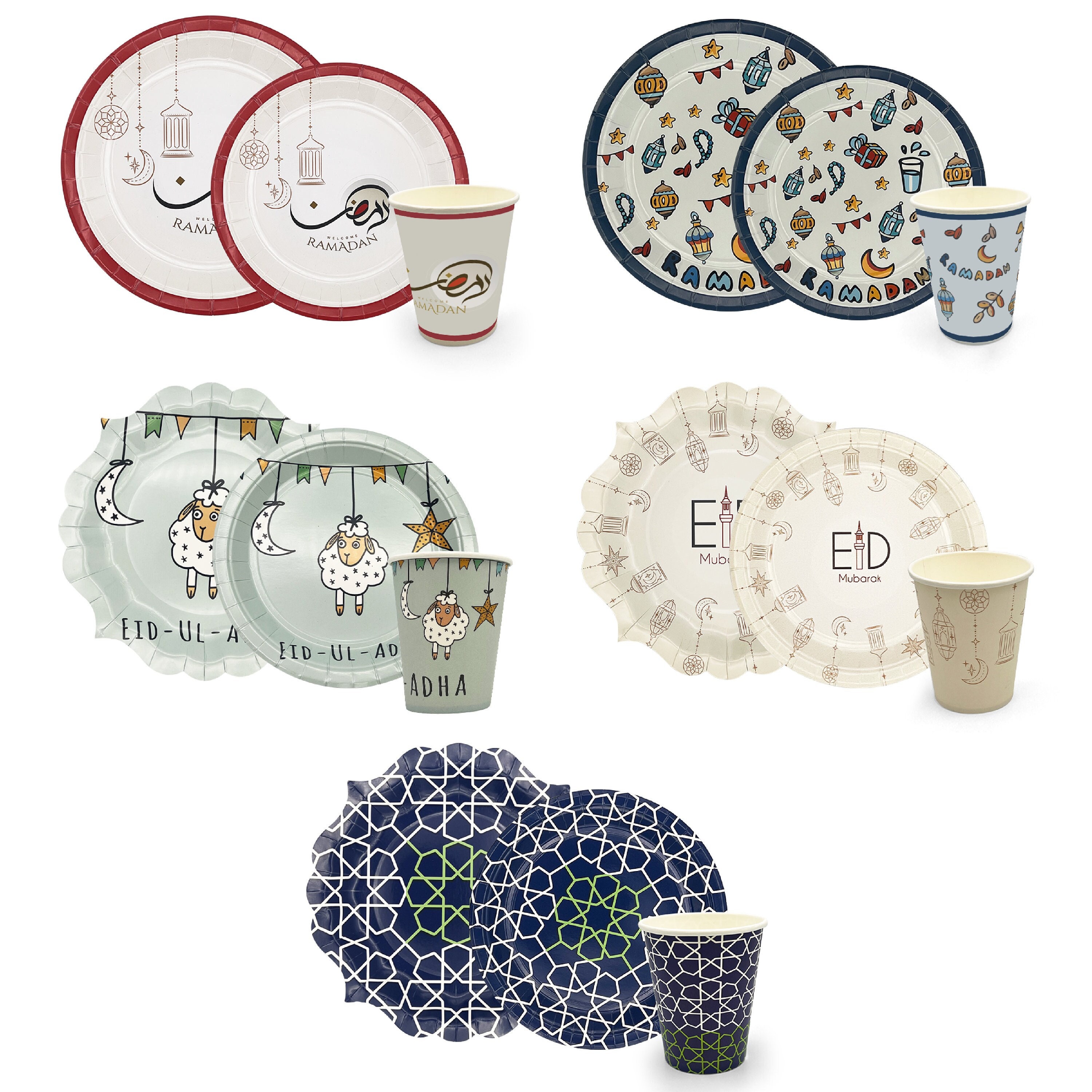 Ziyafat Eid Ramadan Decorative Disposable Dinnerware Set for 24 Guests ...