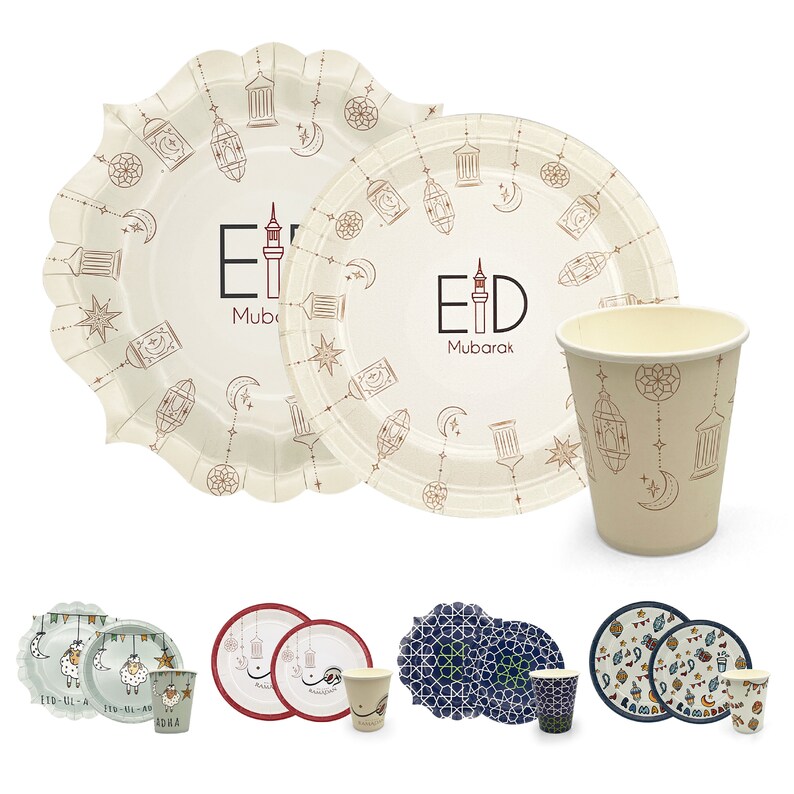 Ziyafat Eid Ramadan Decorative Disposable Dinnerware Set for 24 Guests ...