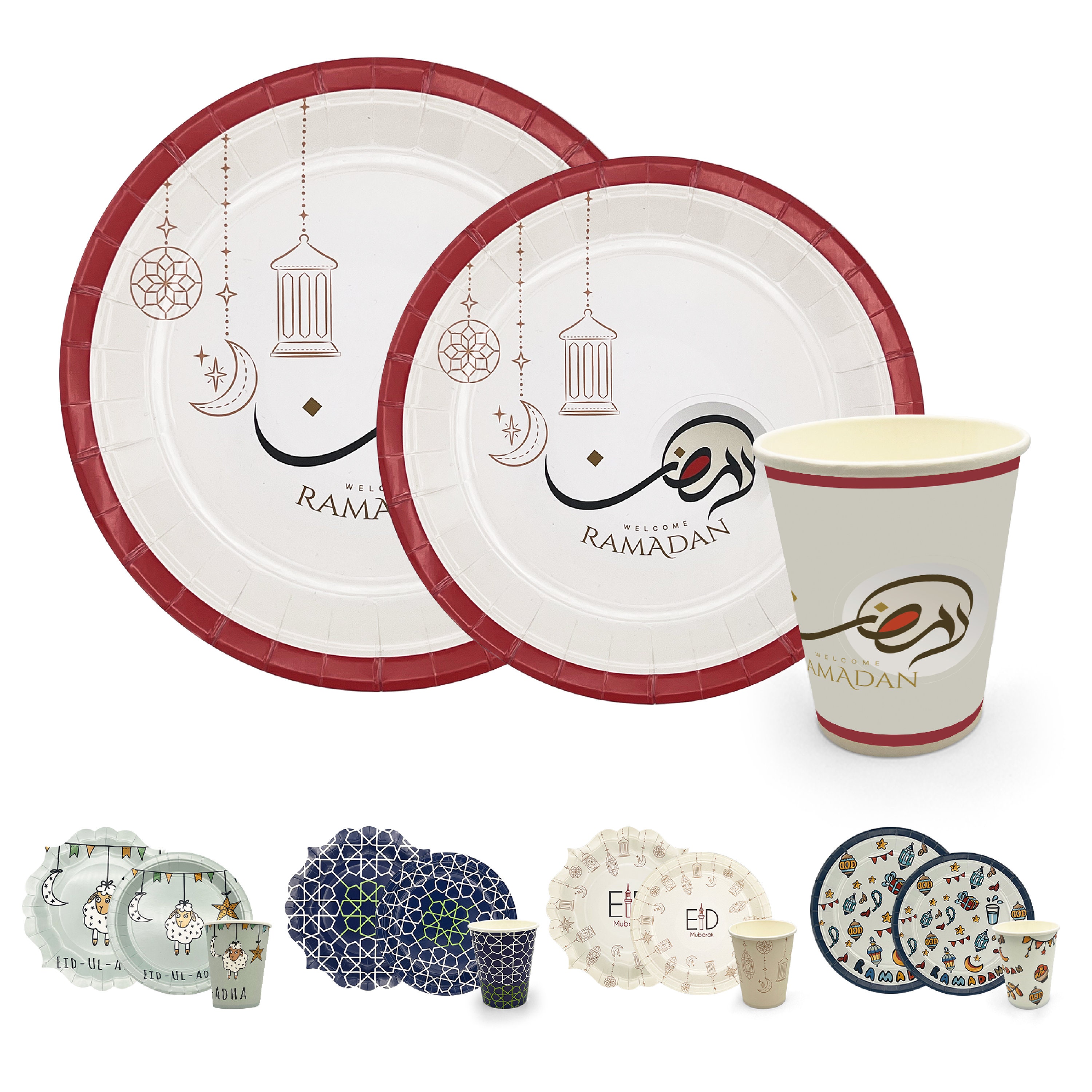 Ziyafat Eid Ramadan Decorative Disposable Dinnerware Set for 24 Guests ...