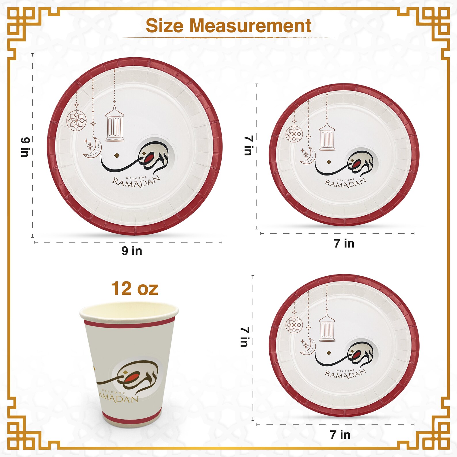Ziyafat Eid Ramadan Decorative Disposable Dinnerware Set for 24 Guests ...