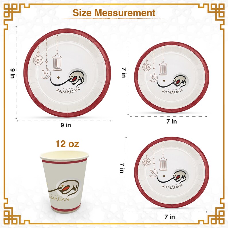 Ziyafat Eid Ramadan Decorative Disposable Dinnerware Set for 24 Guests ...