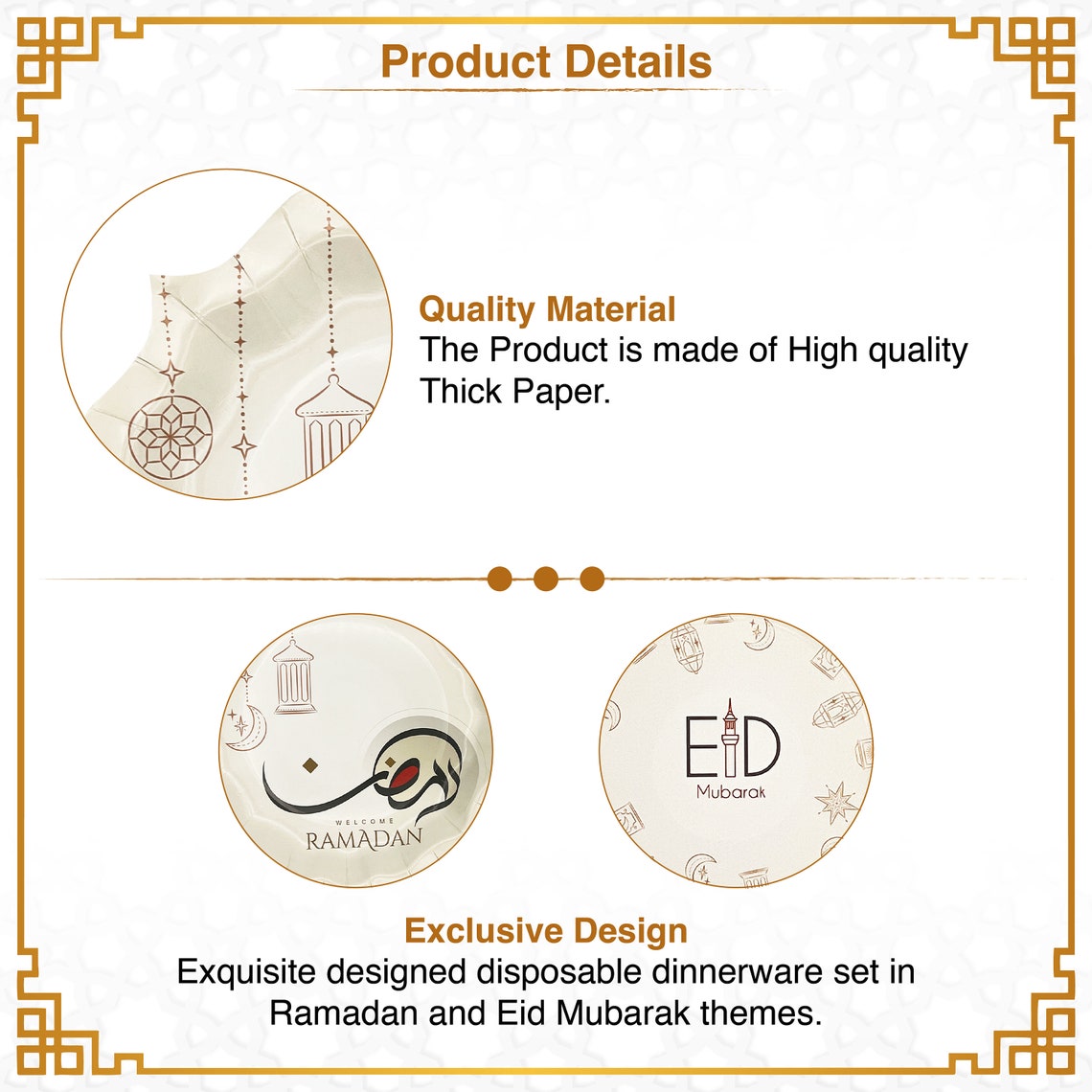 Ziyafat Eid Ramadan Decorative Disposable Dinnerware Set for 24 Guests ...