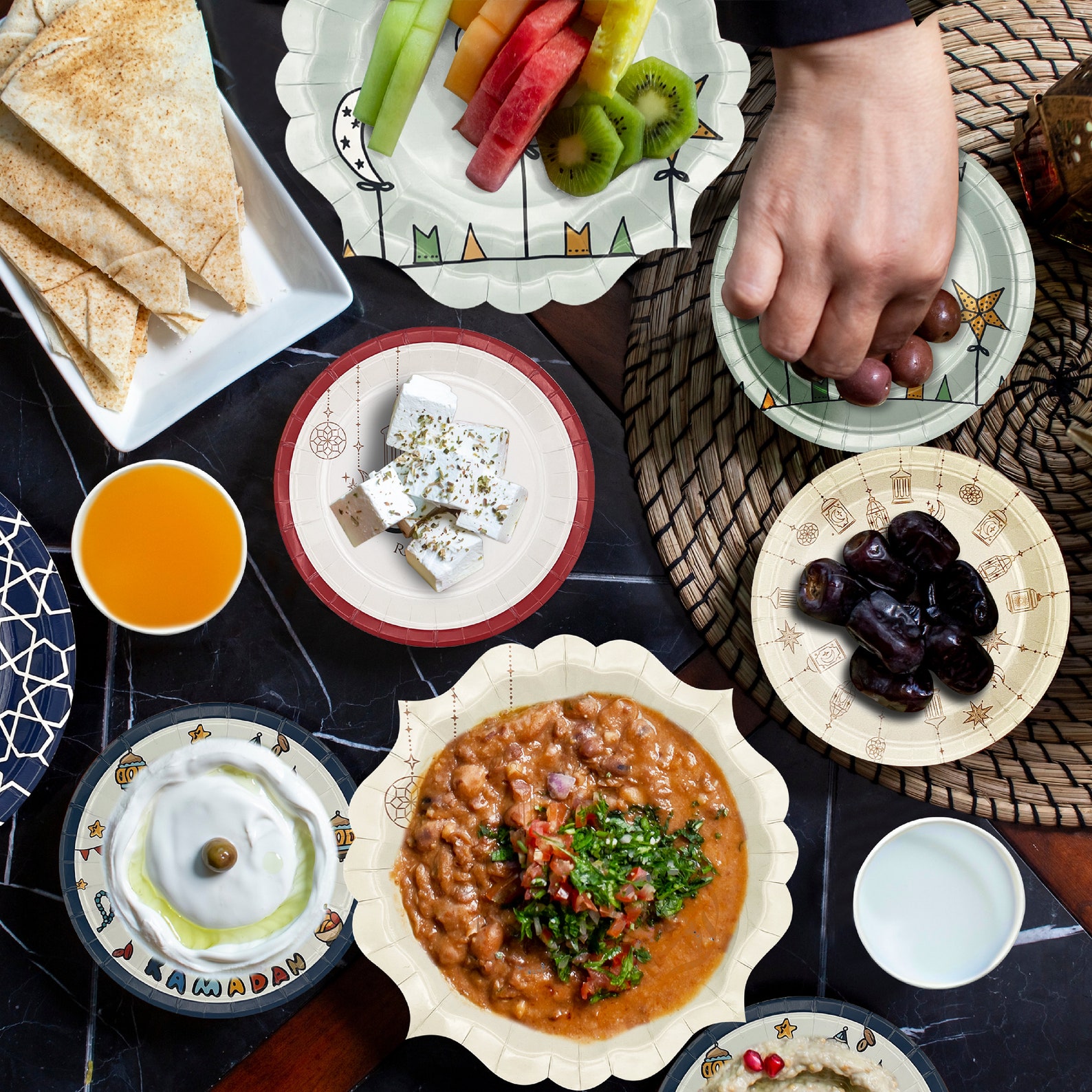 Ziyafat Eid Ramadan Decorative Disposable Dinnerware Set for 24 Guests ...