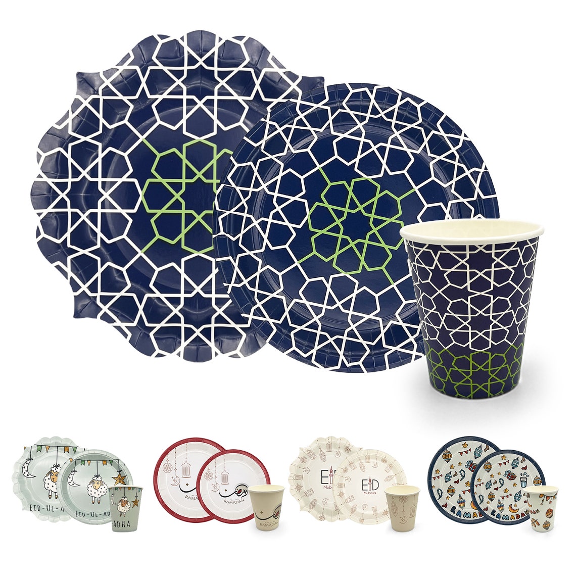 Ziyafat Eid Ramadan Decorative Disposable Dinnerware Set for 24 Guests ...
