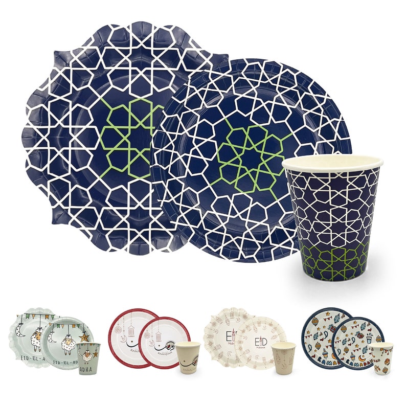 Ziyafat Eid Ramadan Decorative Disposable Dinnerware Set for 24 Guests ...