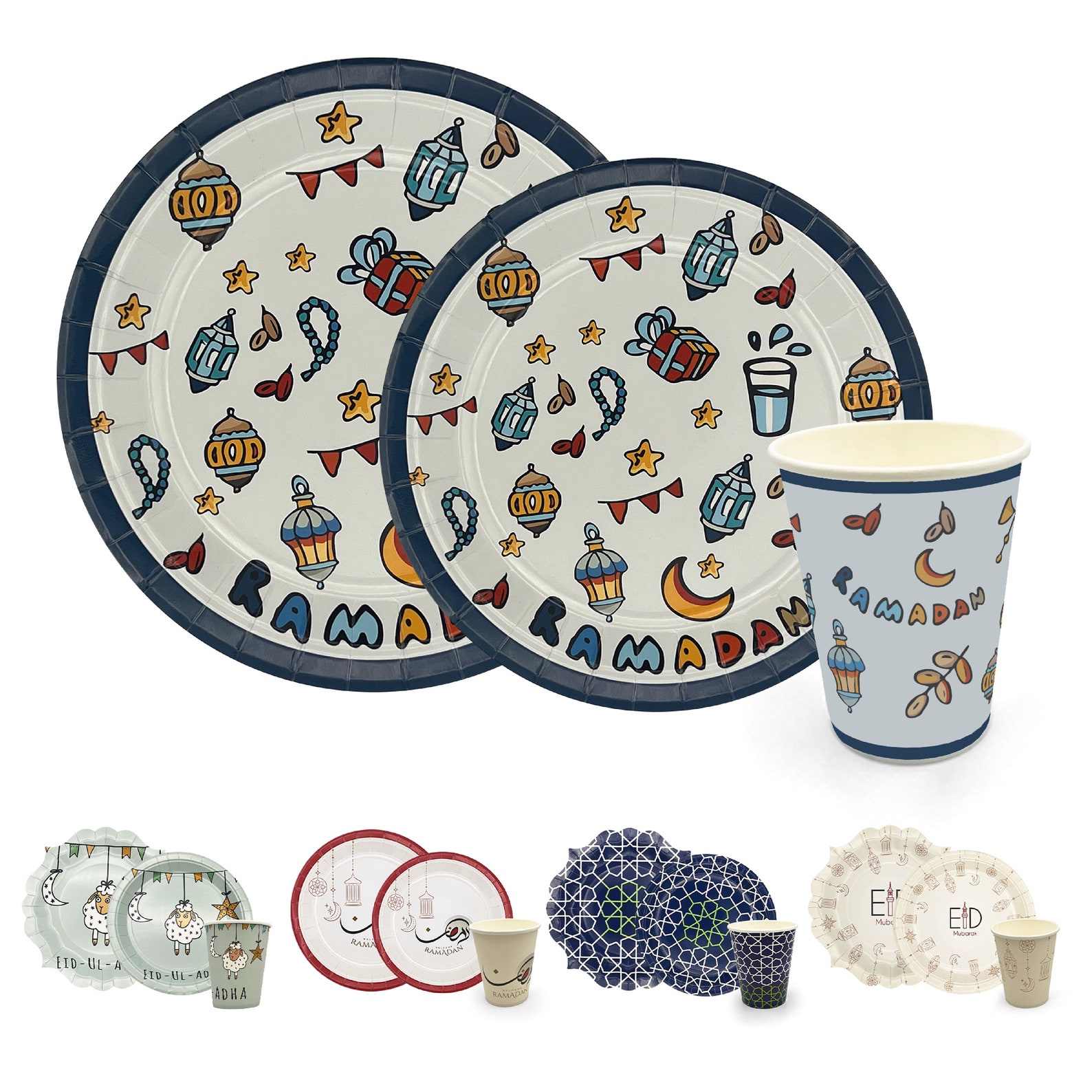 Ziyafat Eid Ramadan Decorative Disposable Dinnerware Set for 24 Guests ...