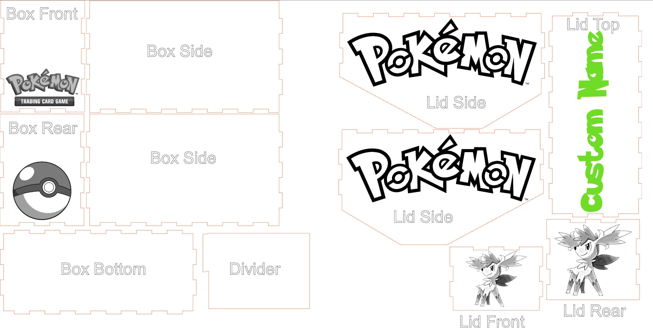 Pokemon Card Box Laser Cut File | Pokemon Card Holder SVG | Trading ...