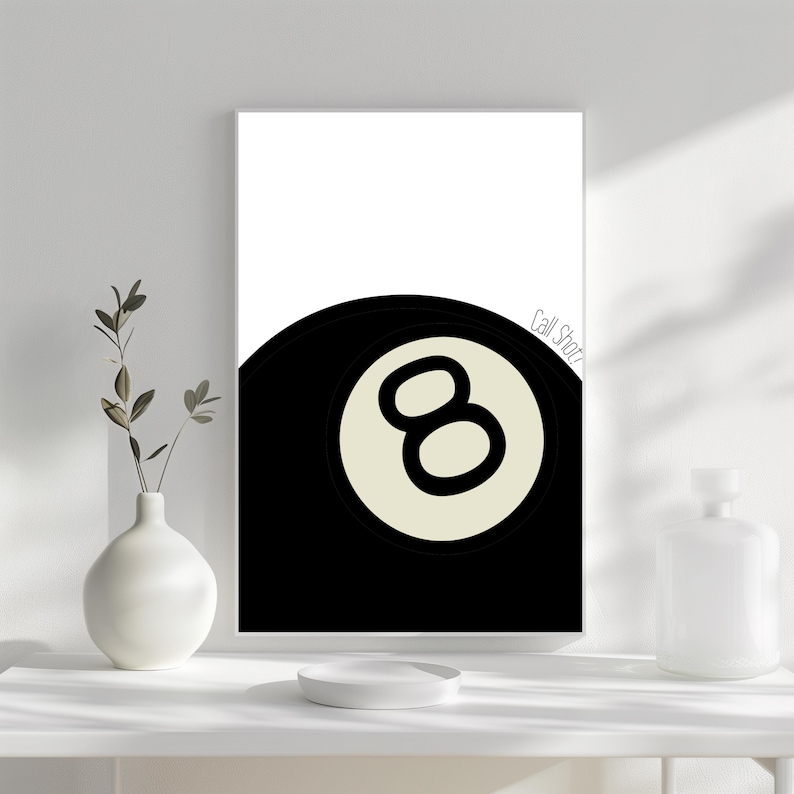 Magic 8 Ball Digital Print Minimalist Game Room Wall Art Retro ...
