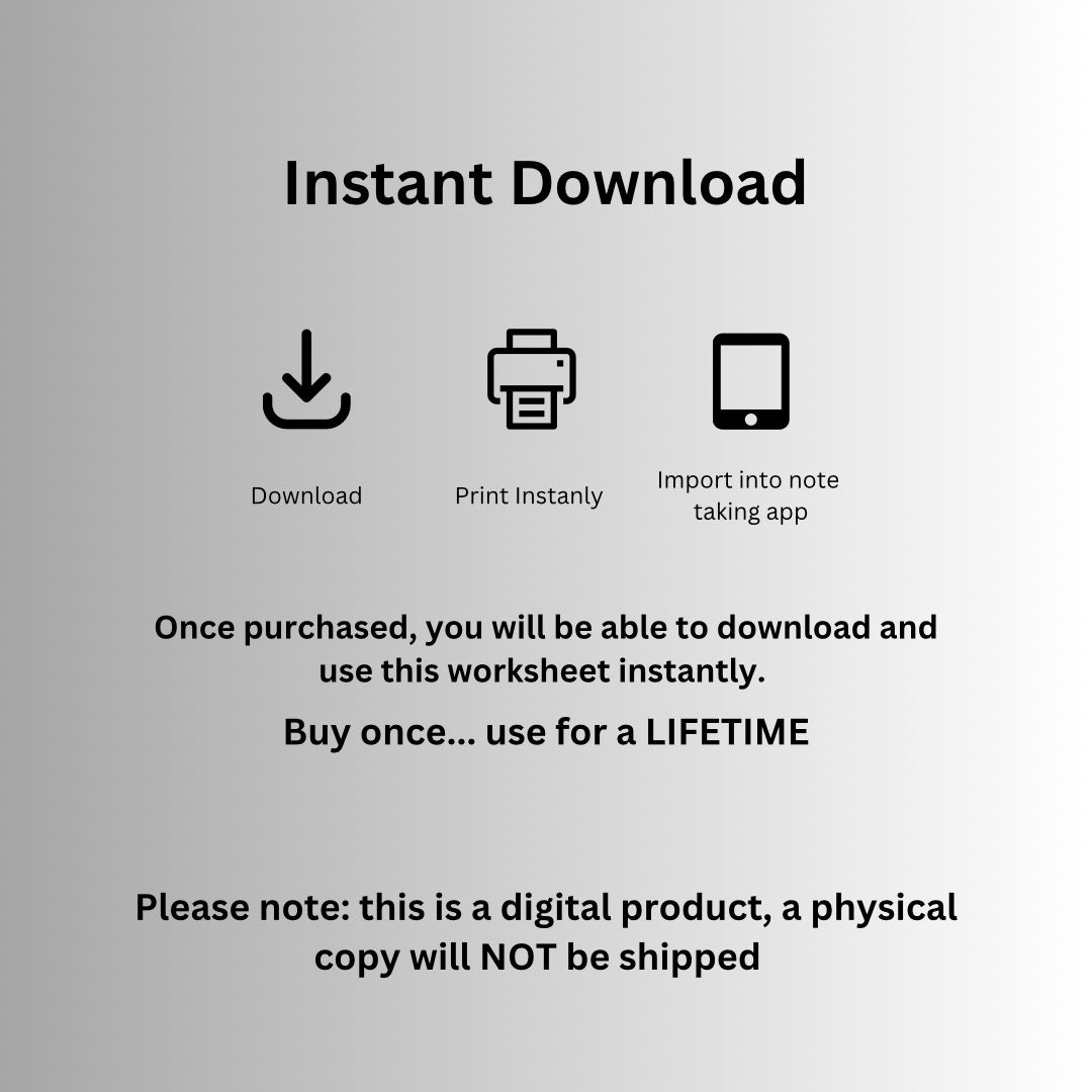 ADHD Goal Setting Mental Health Wellness Digital & Printable Worksheets ...