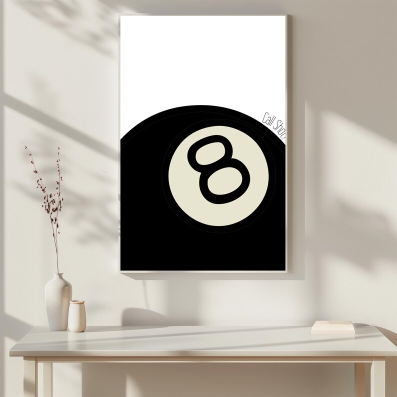 Magic 8 Ball Digital Print Minimalist Game Room Wall Art Retro ...