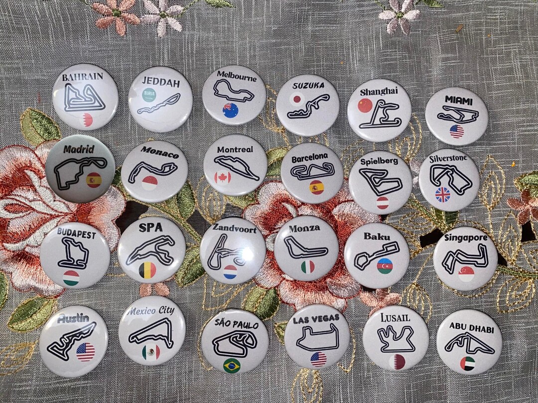 2026 F1 Formula One Race Track Circuit Buttons - Etsy