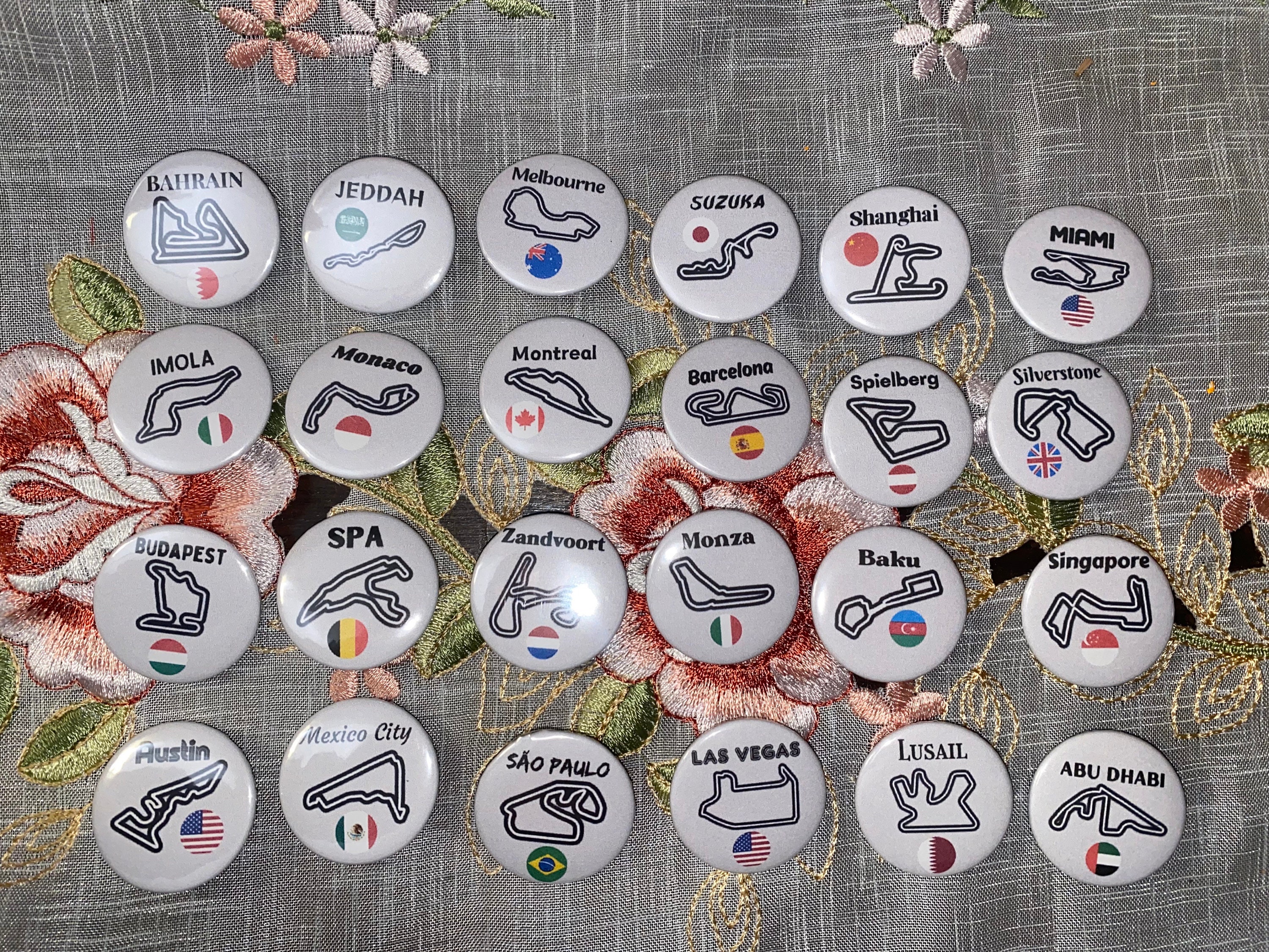 2025 F1 Formula One Race Track Circuit Buttons - Etsy
