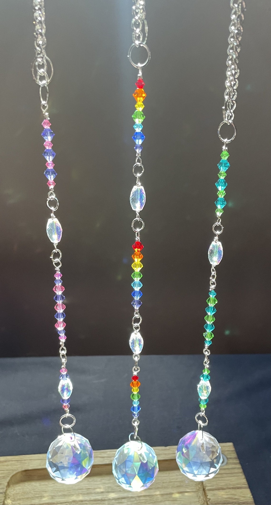 Crystal Aurora Borealis Sun Catcher Prism Handmade Window Charm Car ...