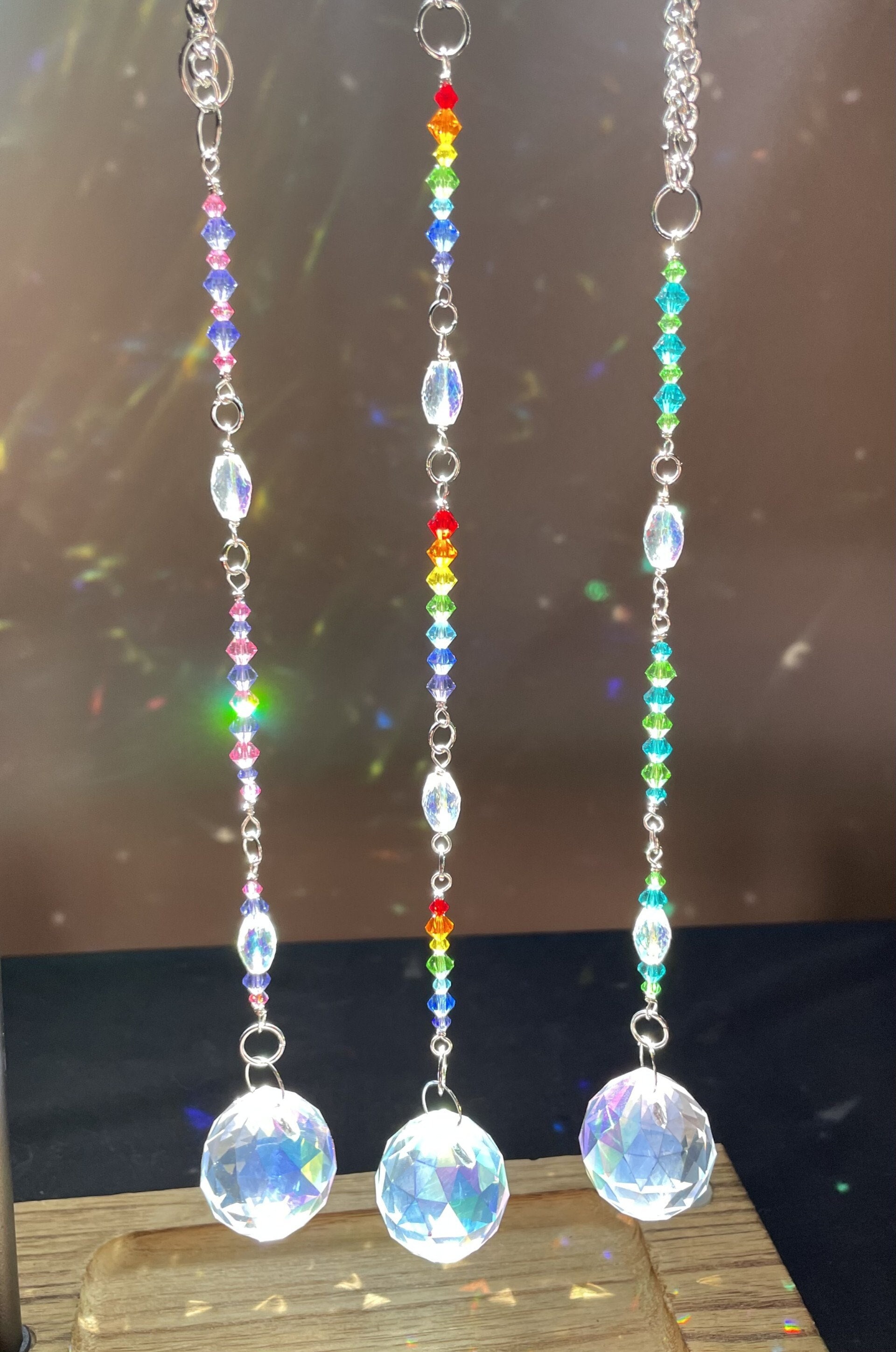Crystal Aurora Borealis Sun Catcher Prism Handmade Window Charm Car ...