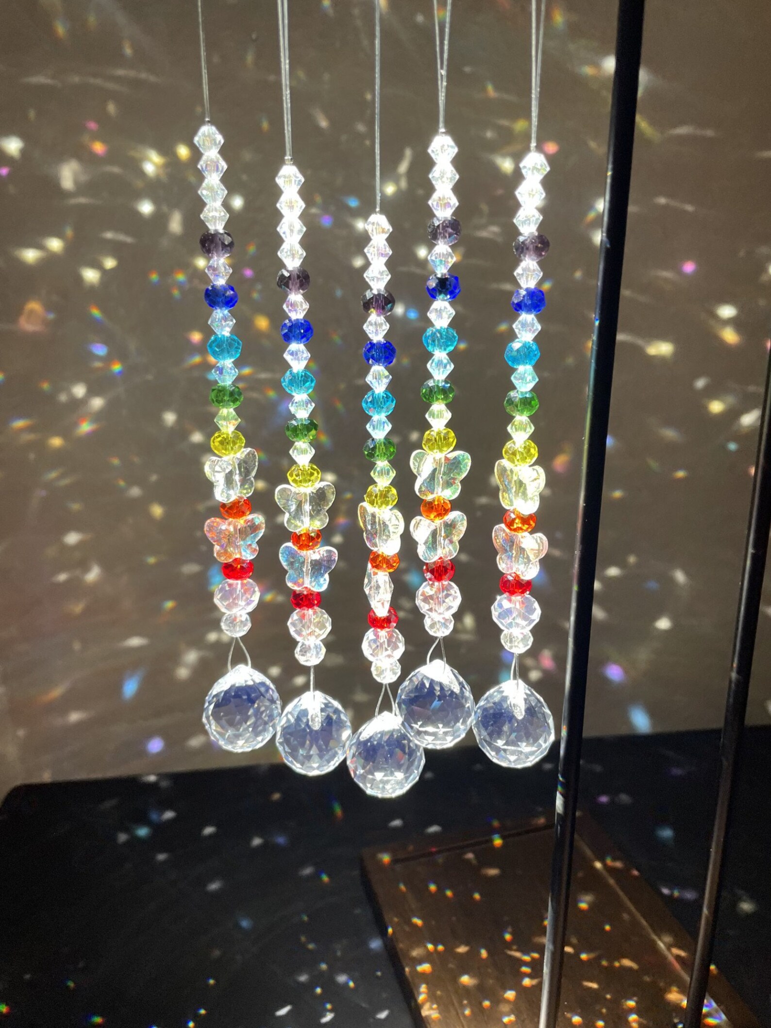 Rainbow Butterfly Suncatcher Crystal Window Charm Car Charm - Etsy