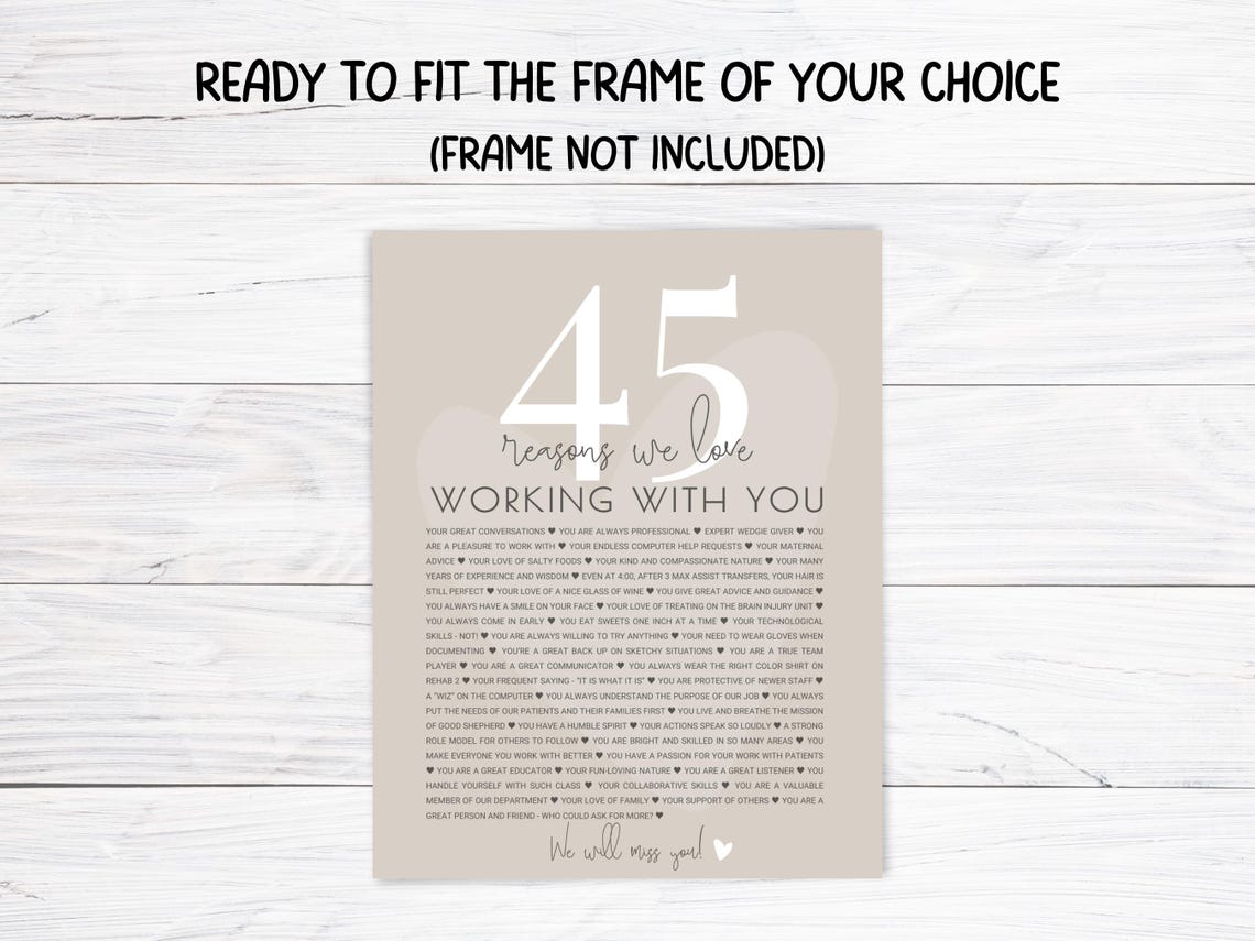 Reasons We Love Working With You: Personalized Retirement Gift for ...